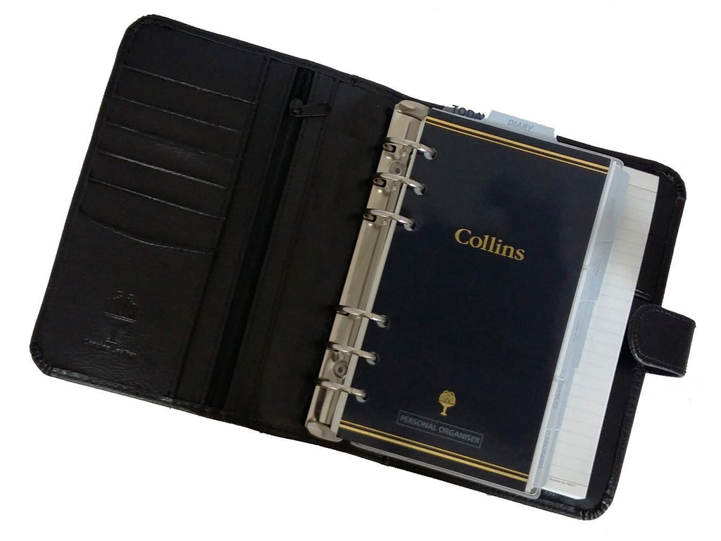 Collins Stirling Organiser Black Leather Pocket Size Diary KT3499 + Pu ...